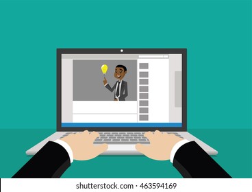 Cartoon Character Businessman Educational Knowledge Computers Stock ...