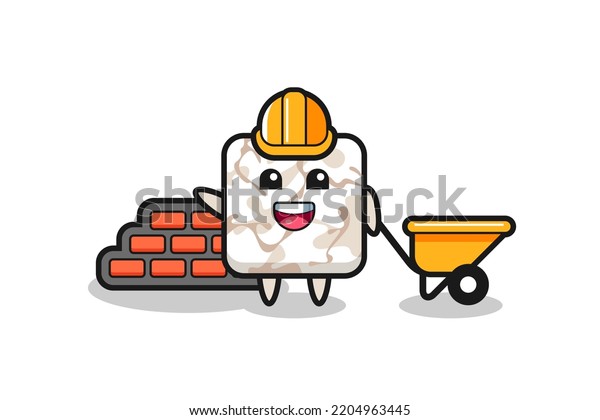 Cartoon Character Ceramic Tile Builder Cute Stock Vector (Royalty Free ...