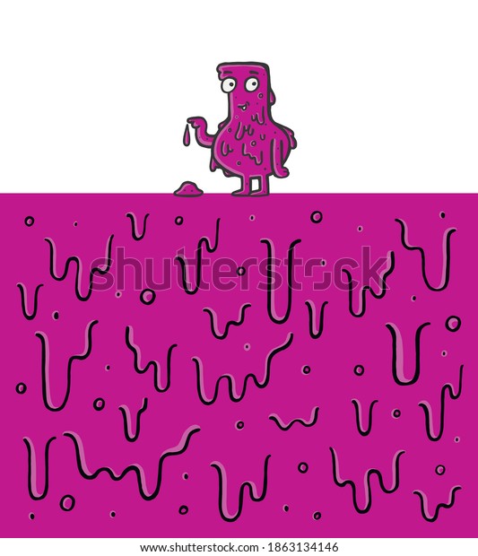 Cartoon Character Chewing Gum Background Pink Stock Vector (Royalty ...