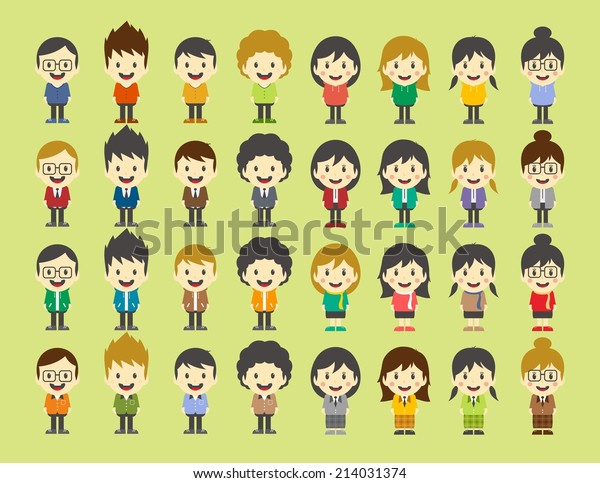 Cartoon Character Collection Stock Vector (Royalty Free) 214031374 ...