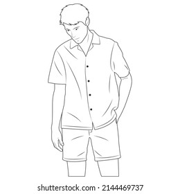 Cartoon Character Coloring Book Man Standing Stock Vector (Royalty Free ...