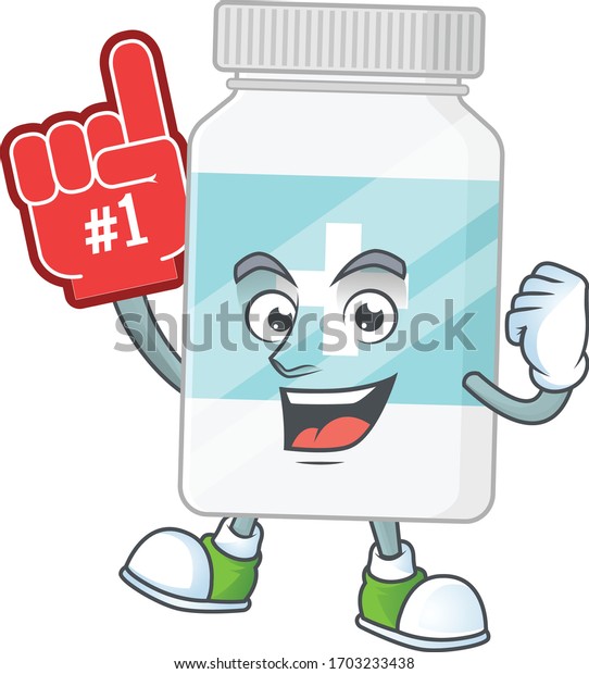 Cartoon Character Concept Supplement Bottle Holding Stock Vector ...