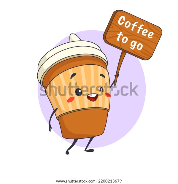 Cartoon Character Cup Coffee Poster Saying Stock Vector (Royalty Free ...