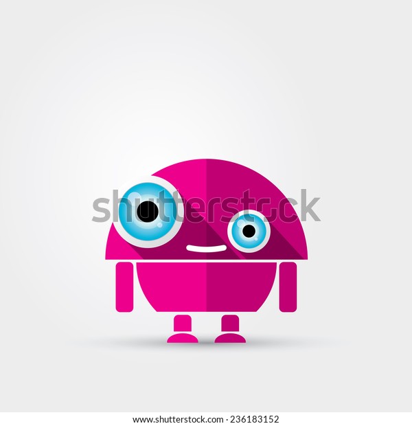 Cartoon Character Cute Pink Robot Isolated Stock Vector (Royalty Free ...