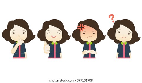 Cartoon Character Emotions Faces On White Stock Vector (Royalty Free ...