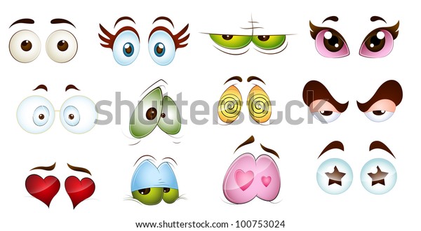 Cartoon Character Eyes: เวกเตอร์สต็อก (ปลอดค่าลิขสิทธิ์) 100753024 ...