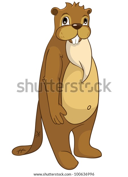Cartoon Character Funny Beaver Isolated On Stock Vector (Royalty Free ...