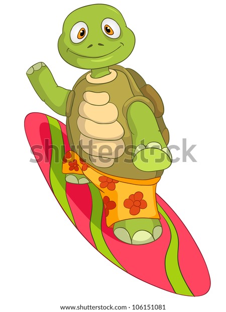 Cartoon Character Funny Turtle Isolated On Stock Vector (Royalty Free ...