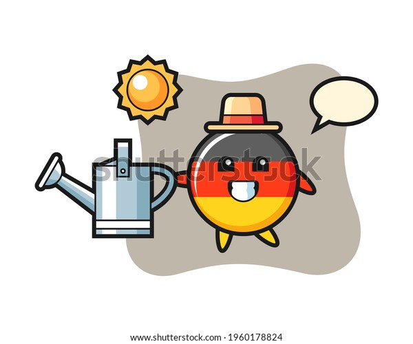Cartoon Character Germany Flag Badge Holding Stock Vector (Royalty Free ...