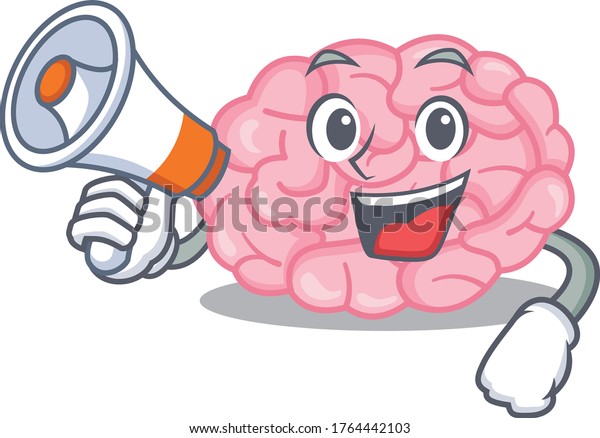Cartoon Character Human Brain Having Megaphone Stock Vector (Royalty ...