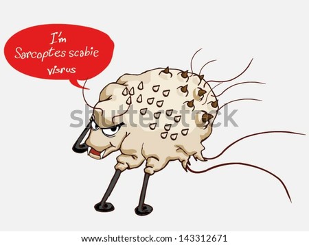 Cartoon Character Itch Mite Sarcoptes Scabiei Stock Vector (Royalty ...