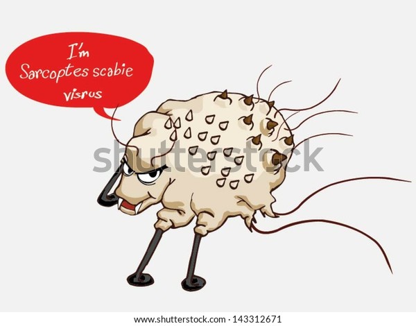 Cartoon Character Itch Mite Sarcoptes Scabiei Stock Vector (Royalty ...