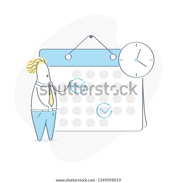 Cartoon Character Make Online Schedule Planning Stock Vector (Royalty ...