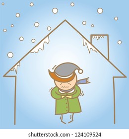 Cartoon Character Man Cold House Stock Vector (Royalty Free) 124109524 ...