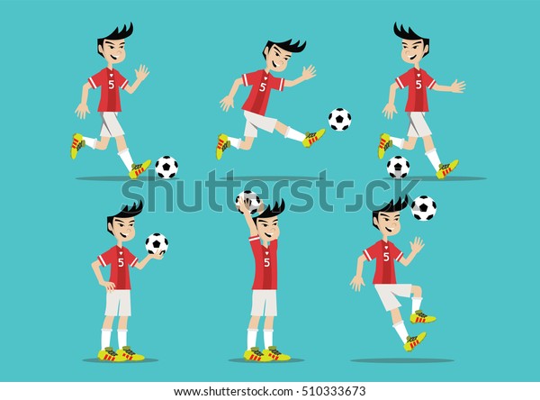 Cartoon Character Man Playing Soccer Vector Stock Vector (Royalty Free ...