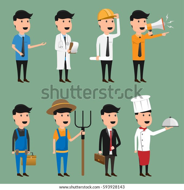 Cartoon Character Occupation Vector Illustration Engineering Stock ...