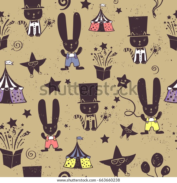 Cartoon Character On Craft Texture Background 스톡 벡터(로열티 프리) 663660238 ...