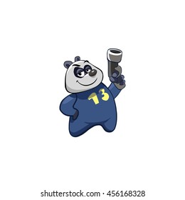Cartoon Character Panda Smug Guy Gun Stock Vector (Royalty Free ...
