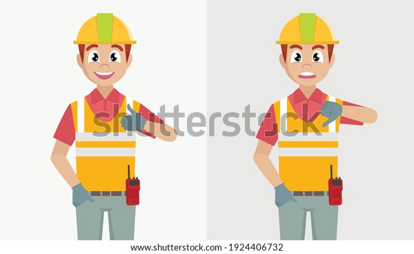 Cartoon Character Poses Architect Man Showing Stock Vector (Royalty ...