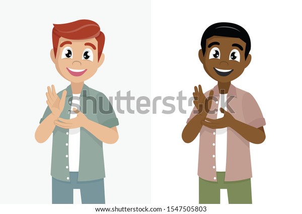 Cartoon Character Poses Man Claps His: เวกเตอร์สต็อก (ปลอดค่าลิขสิทธิ์ ...