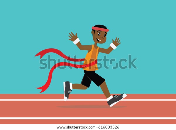 Cartoon Character Running African Man Go Stock Vector (Royalty Free ...