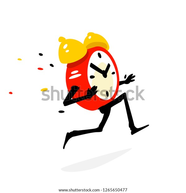 Cartoon Character Running Alarm Clock Vector Stock Vector (Royalty Free ...