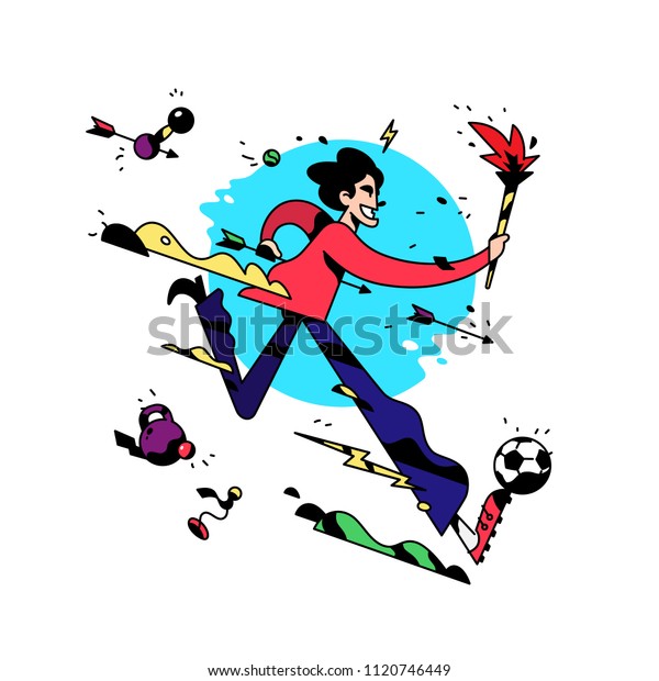 Cartoon Character Running Vector Illustration Office 库存矢量图（免版税 ...