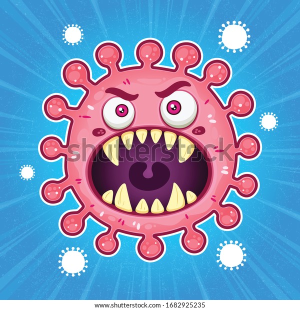 Cartoon Character Scary Virus Coloring Vector: เวกเตอร์สต็อก (ปลอดค่า ...