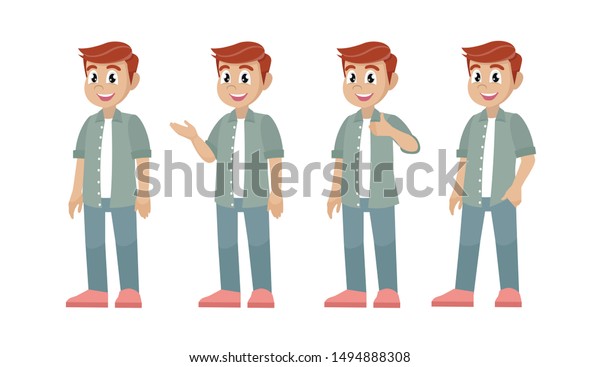 Cartoon Character Set Character Man Casual Stock Vector (Royalty Free ...