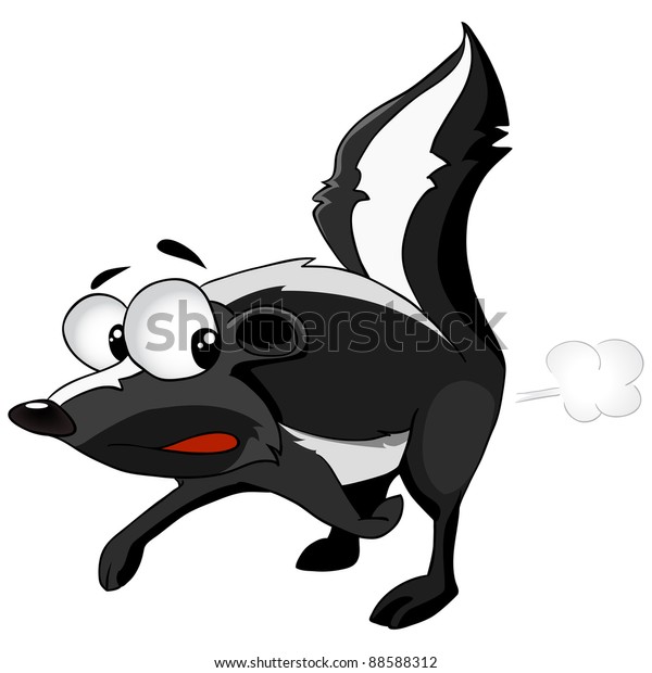 Cartoon Character Skunk Isolated On White Stock Vector (Royalty Free ...