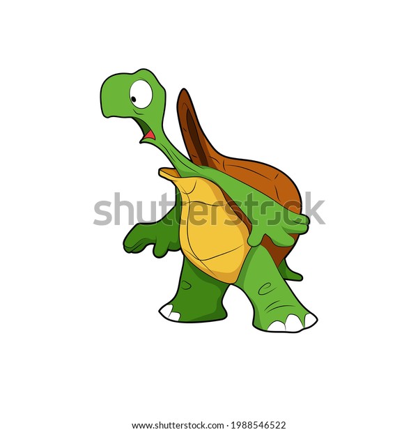 Cartoon Character Surprised Turtle Isolated On Stock Vector (Royalty ...