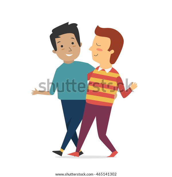 Cartoon Character Two Man Gay Smiling Stock Vector (Royalty Free) 465141302