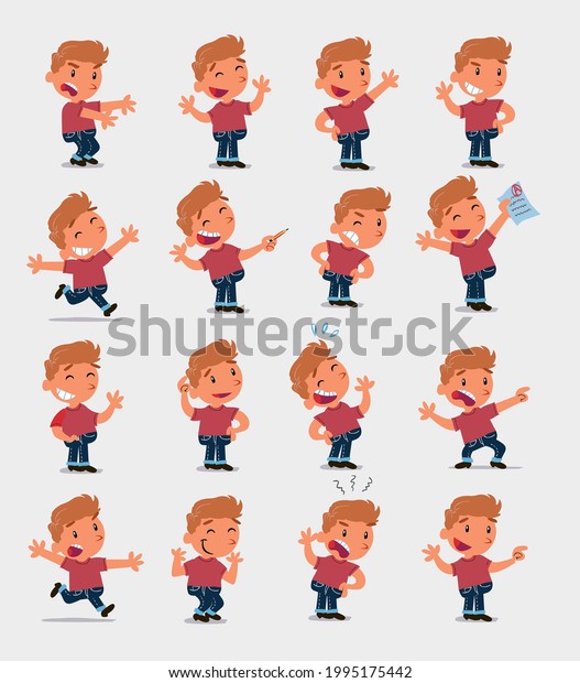 Cartoon Character White Little Boy Set Stock Vector (Royalty Free ...