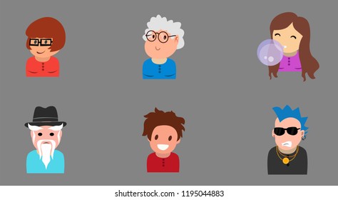Cartoon Characters All Ages Vector Illustrations Stock Vector (Royalty ...