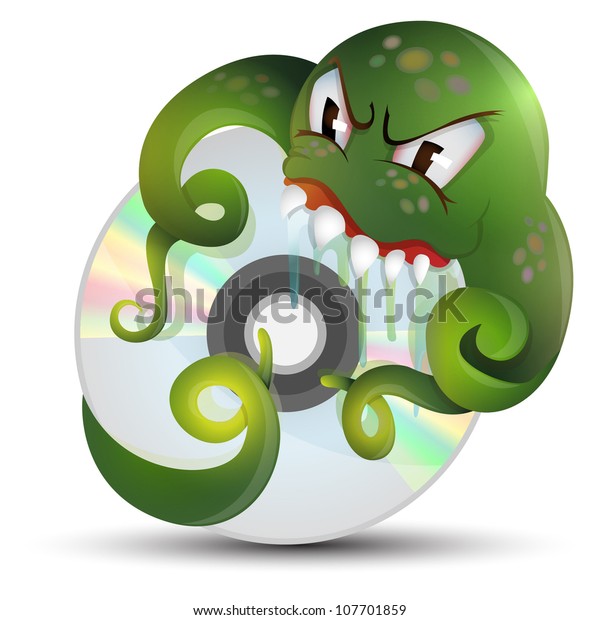 Cartoon Characters Computer Virus Illustration: vector de stock (libre ...