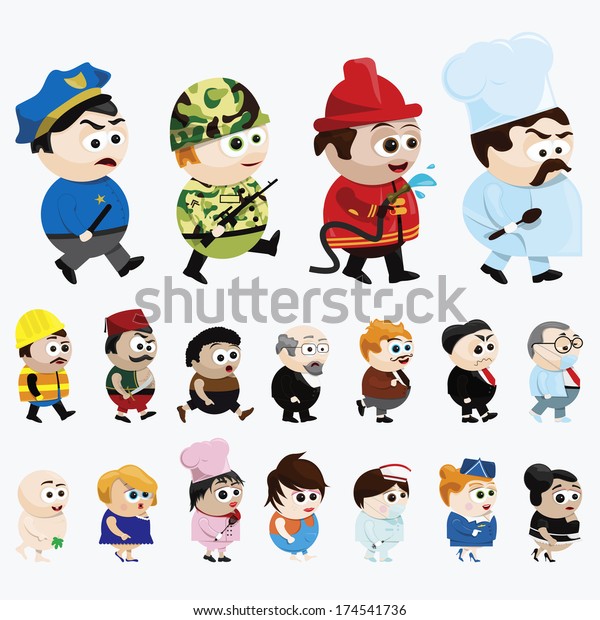 Cartoon Characters Different Professions Stock Vector (Royalty Free ...