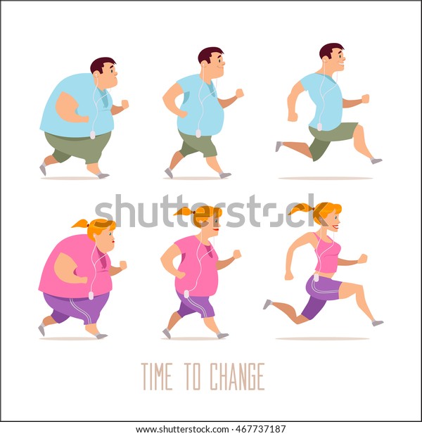 Cartoon Characters Different Stages Fat Problems 库存矢量图（免版税）467737187