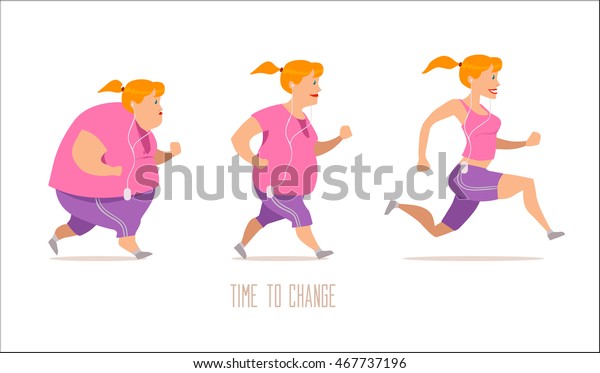 Cartoon Characters Different Stages Fat Problems Stock Vector (Royalty ...