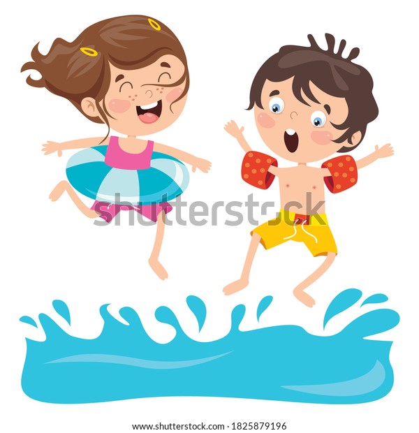 Cartoon Characters Jumping Into Water Stock Vector (Royalty Free ...