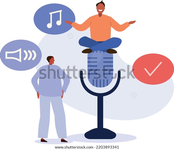 Cartoon Characters Microphone Audio Concept Vector Stock Vector ...