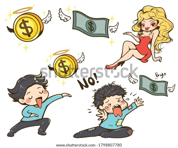 Cartoon Characters Money Illustrations Clip Art: เวกเตอร์สต็อก (ปลอดค่า ...