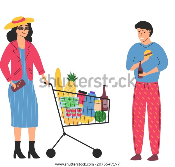 Cartoon Characters Sad Poor Man Happy Stock Vector (Royalty Free ...