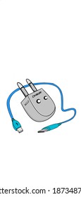 Vektor Stok Cartoon Charger Blue Cable (Tanpa Royalti) 1873487899 ...