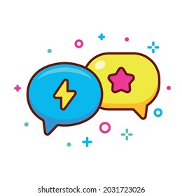 Cartoon Chat Bubbles Messages Flat Filled Stock Vector (Royalty Free ...