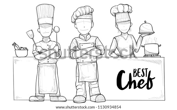 Cartoon Chef group. vector illustration. drawing vector