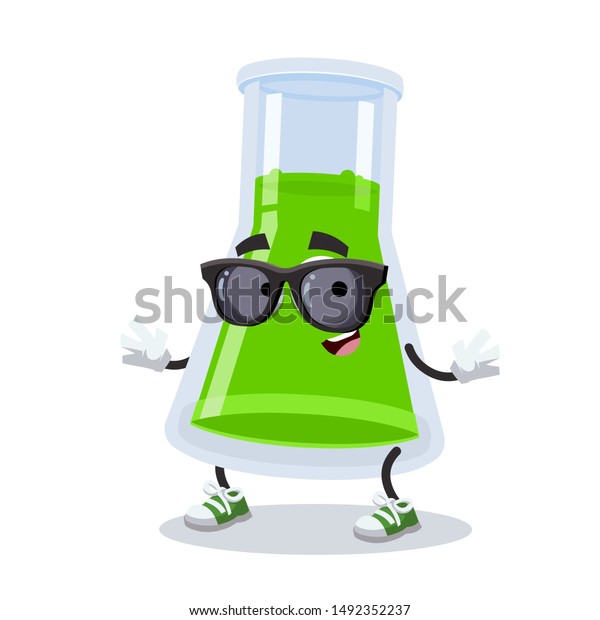 Cartoon Chemical Conical Erlenmeyer Flask Character Stock Vector ...