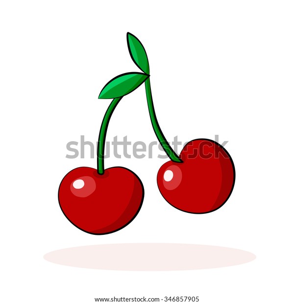 Cartoon Cherry Isolated On White Background Stock Vector (Royalty Free ...