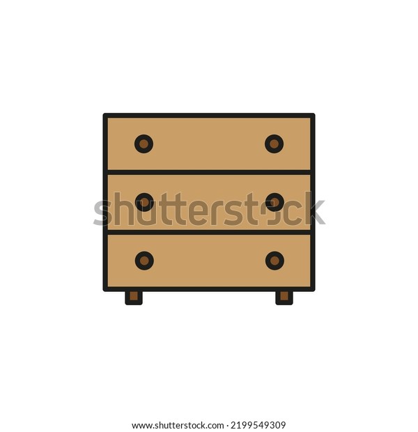 Cartoon Chest Drawers Icon Vector Illustration Stock Vector (Royalty ...