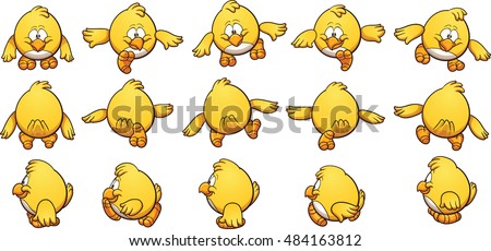Cartoon Chicken Sprites Ready Animation Vector Stock Vector (Royalty ...