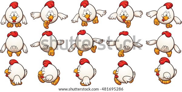 Cartoon Chicken Sprites Ready Animation Vector: vetor stock (livre de ...